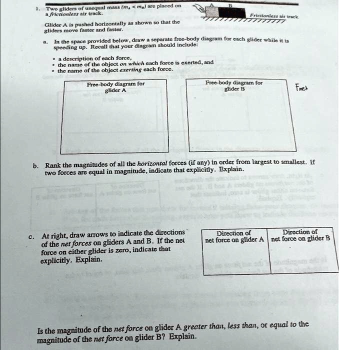 SOLVED: 1. C. Two gliders of unequal mass (mA