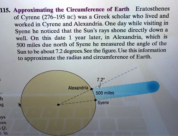 SOLVED: 115. Approximating the Circumference of Earth Eratosthenes of ...