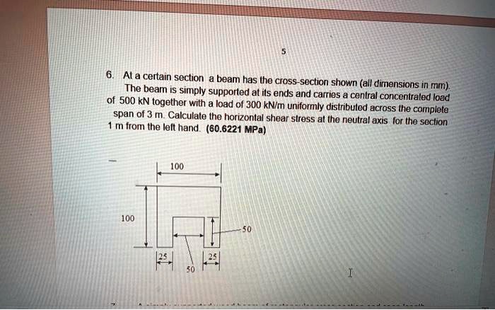 At a certain section, the beam has the cross-section shown (all ...