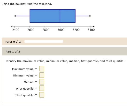 using the boxplot find the following 2400 2600 2800 3000 3200 3400 part 12 part of 2 identify ...