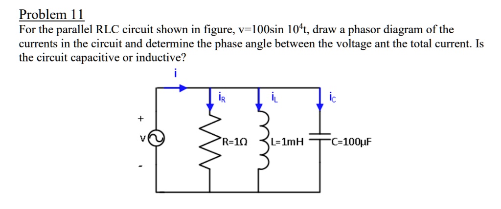 SOLVED: Problem 11: For the parallel RLC circuit shown in the figure, v ...