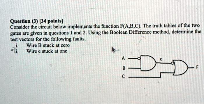 SOLVED: Question(3)[34 points] Consider the circuit below that implements the function F(A,B,C ...