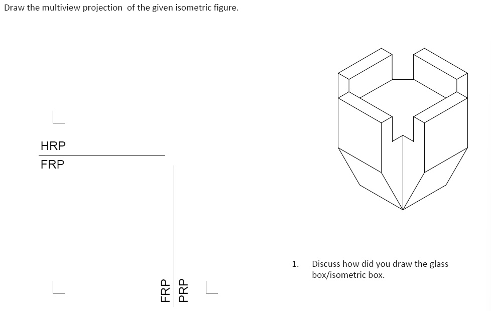 HRP FRP FRP Draw the multiview projection of the given isometric figure ...