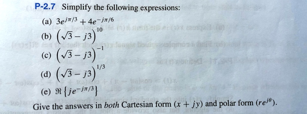 p 27 simplify the following expressions a 3eir3 4e jr6 10 b v3 j3 c vs ...