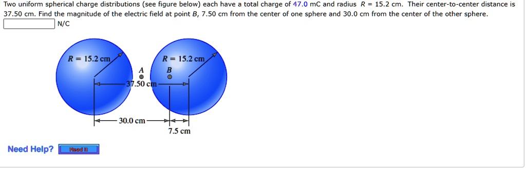 Two uniform spherical charge distributions (see figure below) each have ...