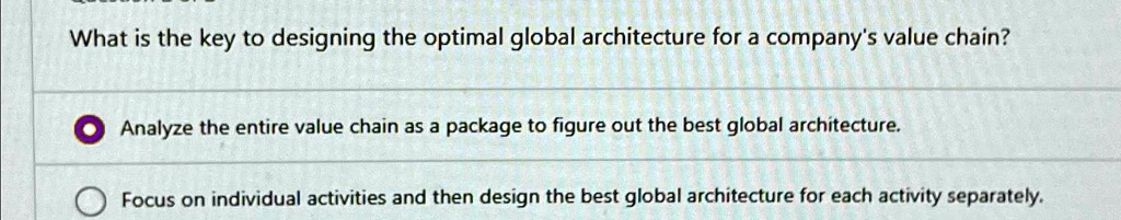 SOLVED: What is the key to designing the optimal global architecture ...