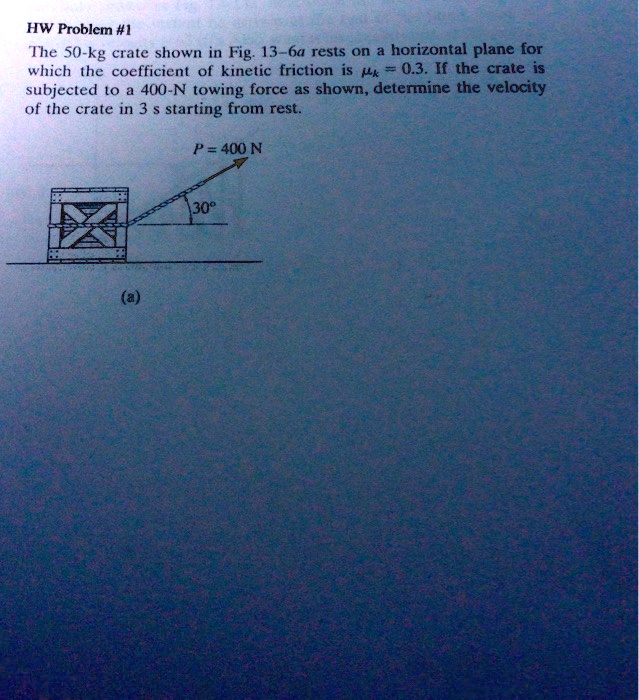 SOLVED: HW Problem #1: The 50-kg crate shown in Fig. 13-6a rests on a horizontal plane for which ...