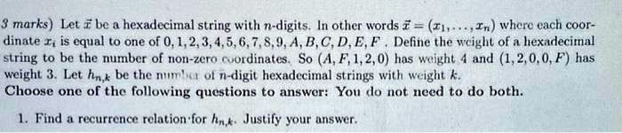Solved Let Be A Hexadecimal String With N Digits In Other Words Where Each Coordinate Is 6871