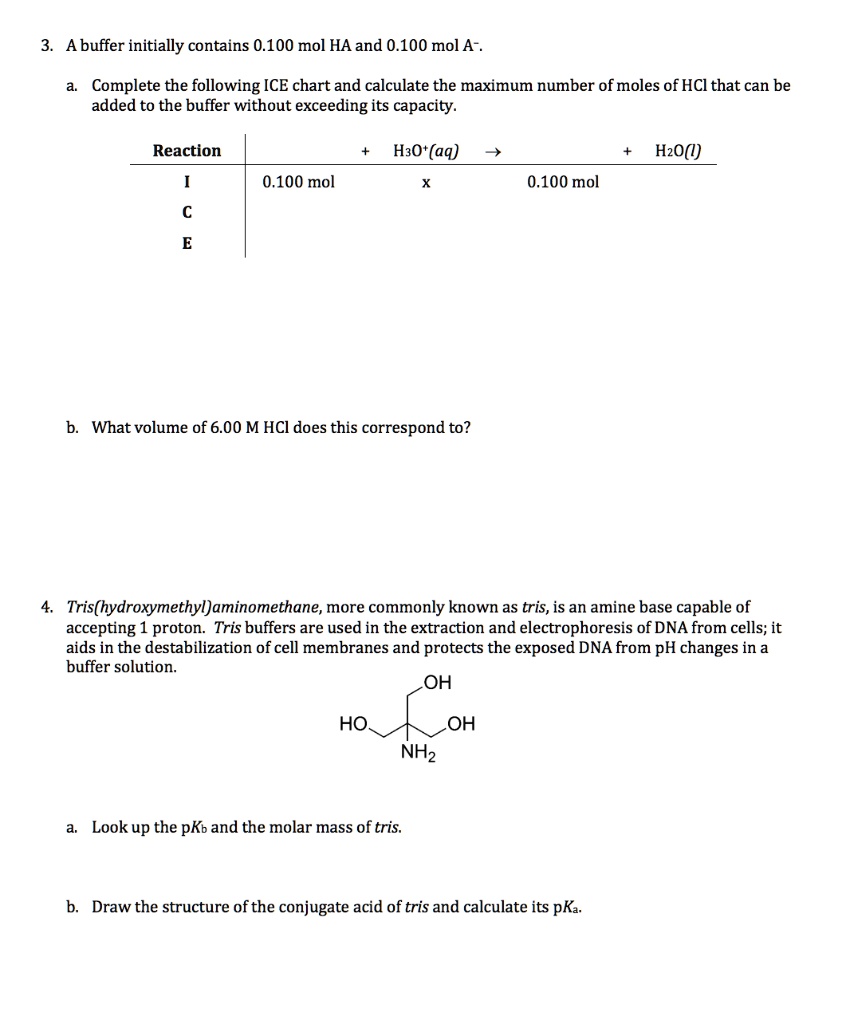 3. A buffer initially contains 0.100 mol HA and 0.100 mol A-. a ...