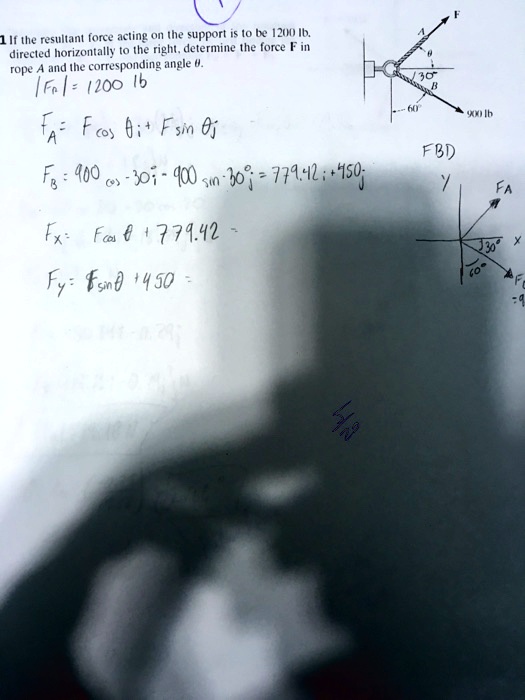1 If the resultant force acting on the support is to be 1200 lb ...