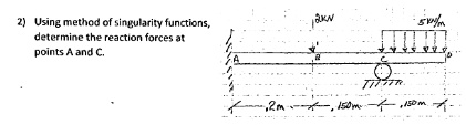 SOLVED: Please use singularity functions to determine the reaction forces at A C. Please draw a ...