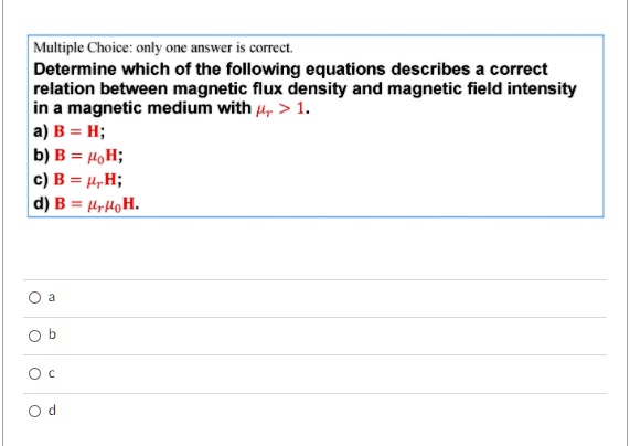 SOLVED: Multiple Choice: only one answer is correct. Determine which of the following equations ...
