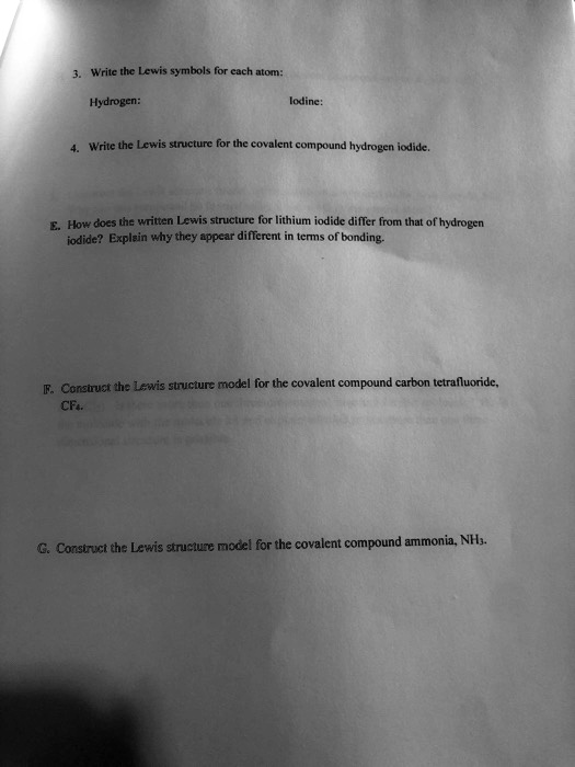 write the lewis symbols hydrogen lodine write the lcwis slructurc for ...