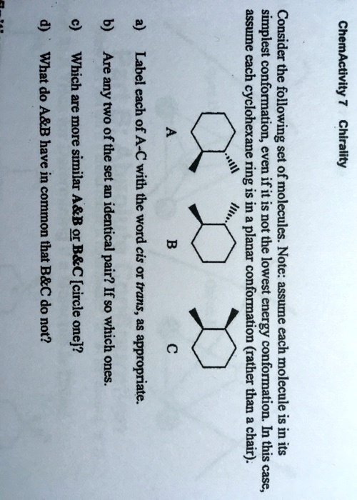 SOLVED: Jii each the Chem Activity conformation, cyclohexane ;following ...