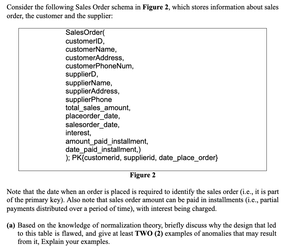 SOLVED: Consider the following Sales Order schema in Figure 2, which ...