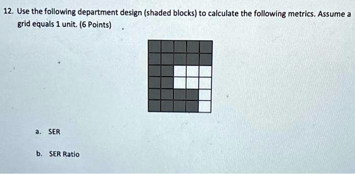 SOLVED: 12. Use the following department design (shaded blocks) to ...