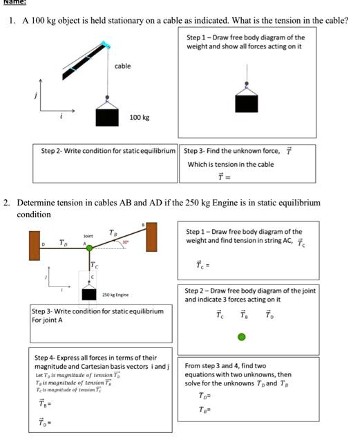 SOLVED: 100 kg object is held stationary cable as indicaled. What is ...