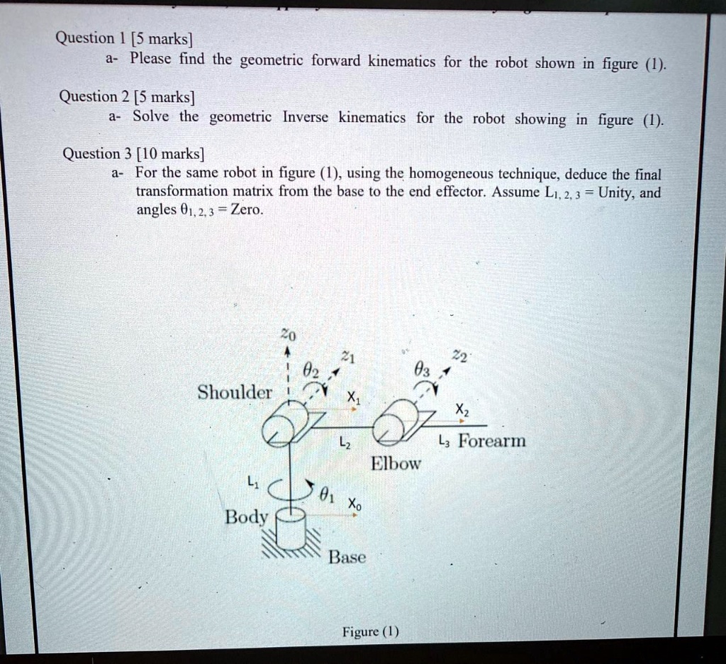 Question 1 5 Marks A Please Find The Geometric Forward Kinematics For The Robot Shown In