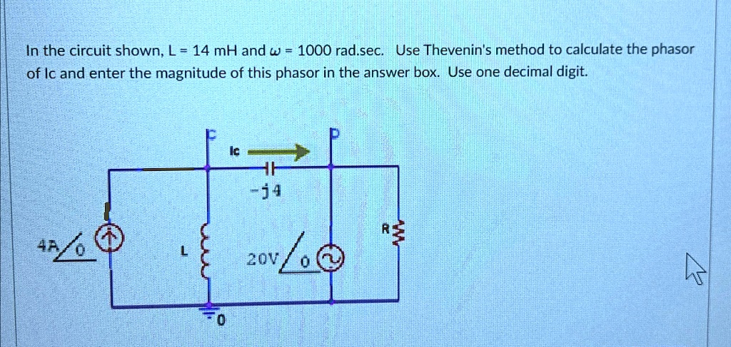 in the circuit shown l14mh and 1000 radsec use thevenins method to calculate the phasor of ic ...