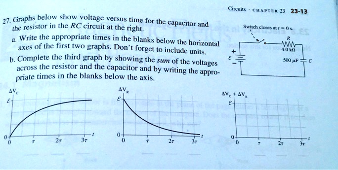 SOLVED: Circuits CHAPTER 23 23-13 27. The graphs below show voltage ...