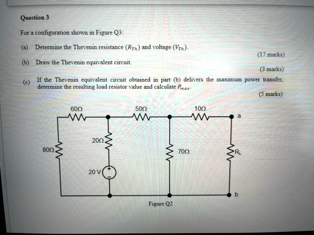 SOLVED: Question 3 For the configuration shown in Figure Q3: Determine the Thevenin resistance ...