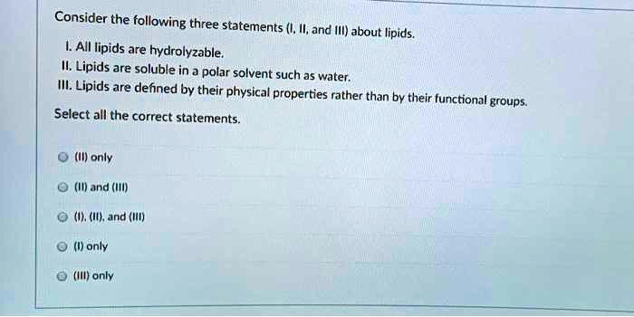 SOLVED:Consider the following three statements (U, Il, and Ill) about ...