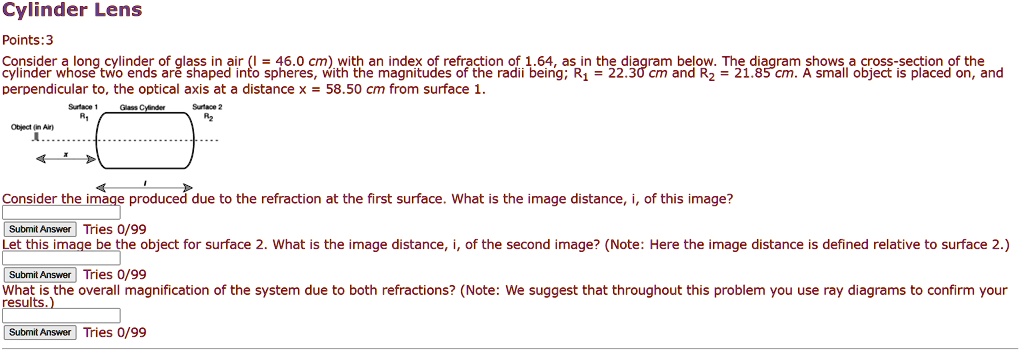 cylinder lens points3 consider a long cylinder of glass in air l 460 cm ...