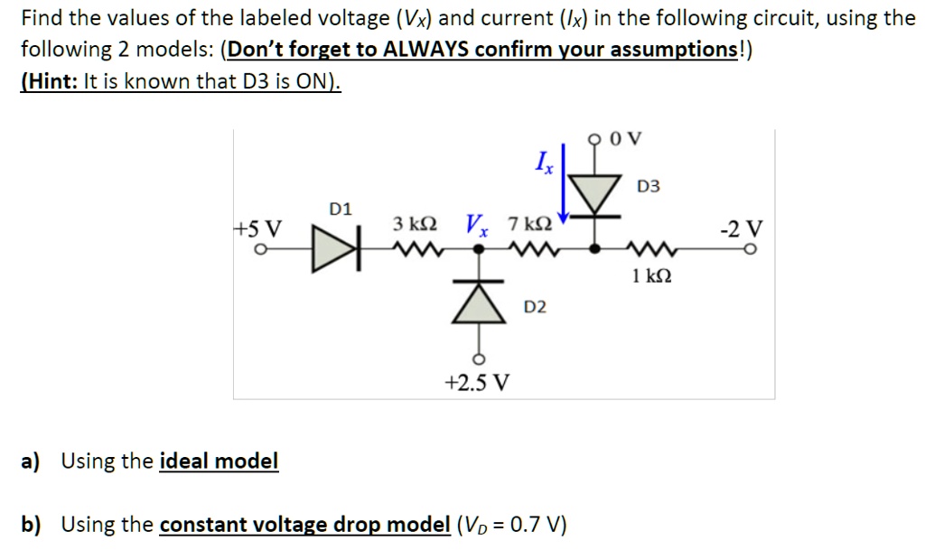SOLVED: Find the values of the labeled voltage (Vx) and current (Ix) in the following circuit ...
