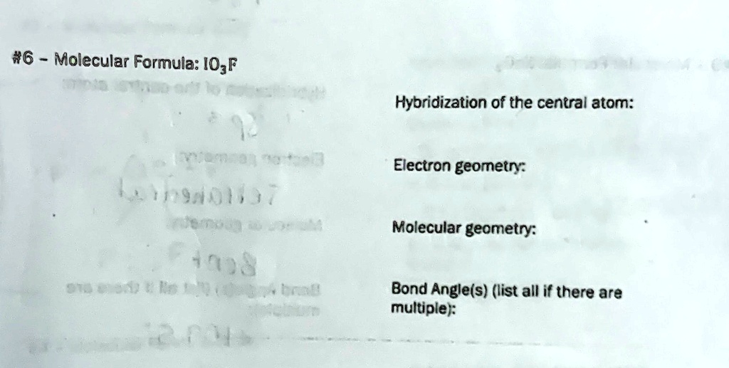 #6 - Molecular Formula: IO3F Hybridization of the central atom ...