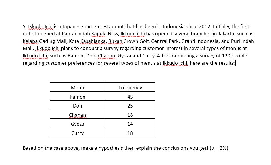 SOLVED: 5. Ikkudo Ichi is a Japanese ramen restaurant that has been in ...