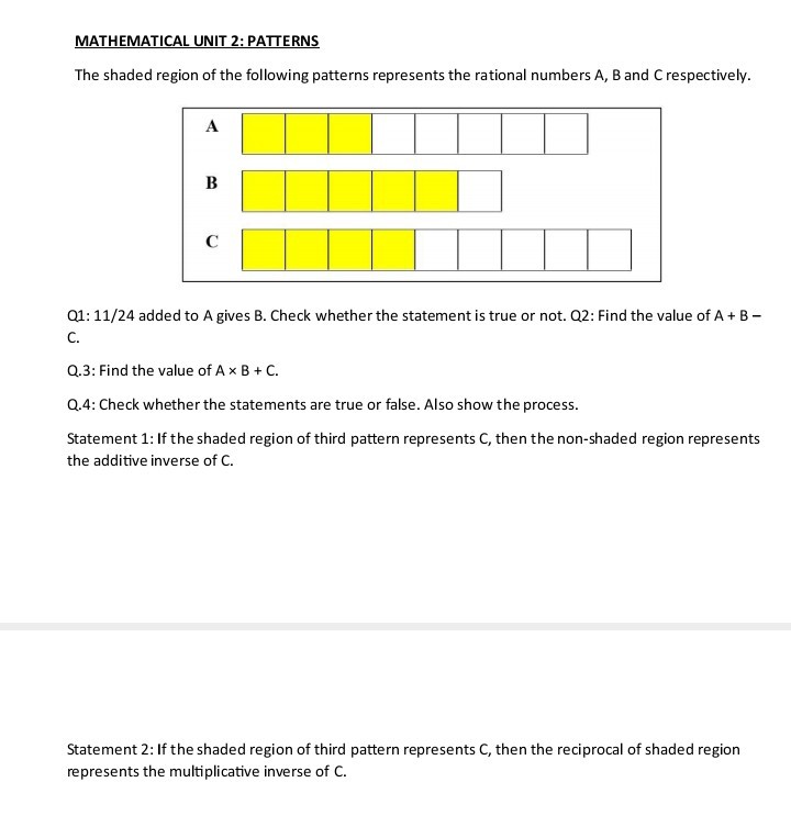 SOLVED: MATHEMATICAL UNIT 2: PATTERNS The shaded region of the ...