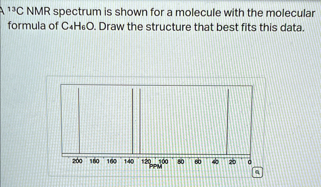 A 13C NMR spectrum is shown for a molecule with the molecular formula ...
