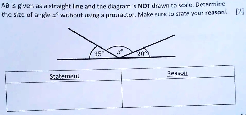 SOLVED: AB is given as a straight line and the diagram is NOT drawn to scale. Determine the size ...