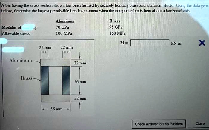 SOLVED: A bar having the cross section shown has been formed by ...