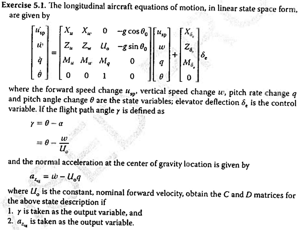 Solved Exercise 5 1 The Longitudinal Aircraft Equations Of Motion In