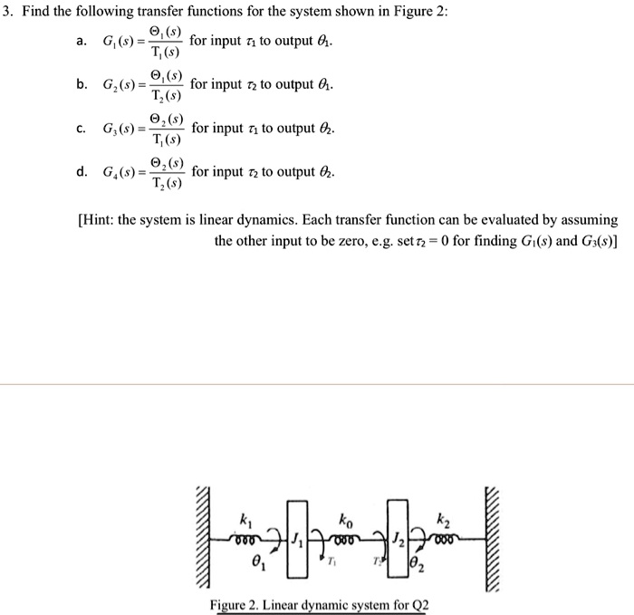 SOLVED: please arrange in a,b,c,d thanks 3. Find the following transfer functions for the system ...