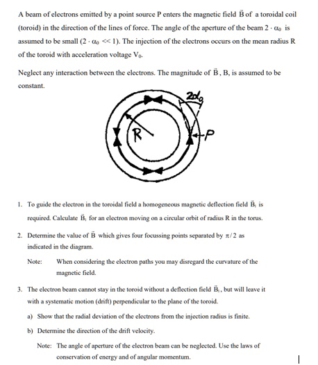 SOLVED: A beam of electrons emitted by a point source P enters the ...
