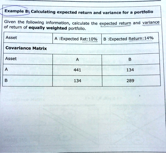 Solved Example 8 Calculating Expected Return And Variance For 9113