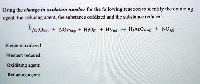 SOLVED: Using the change in oxidation number for the following reaction ...