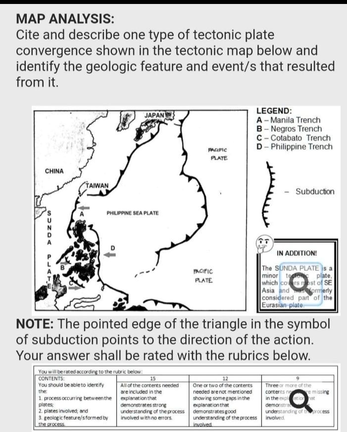 SOLVED: SCIENCE 10 PERFORMANCE TASK #2 TECTONIC MAP ANALYSIS ...