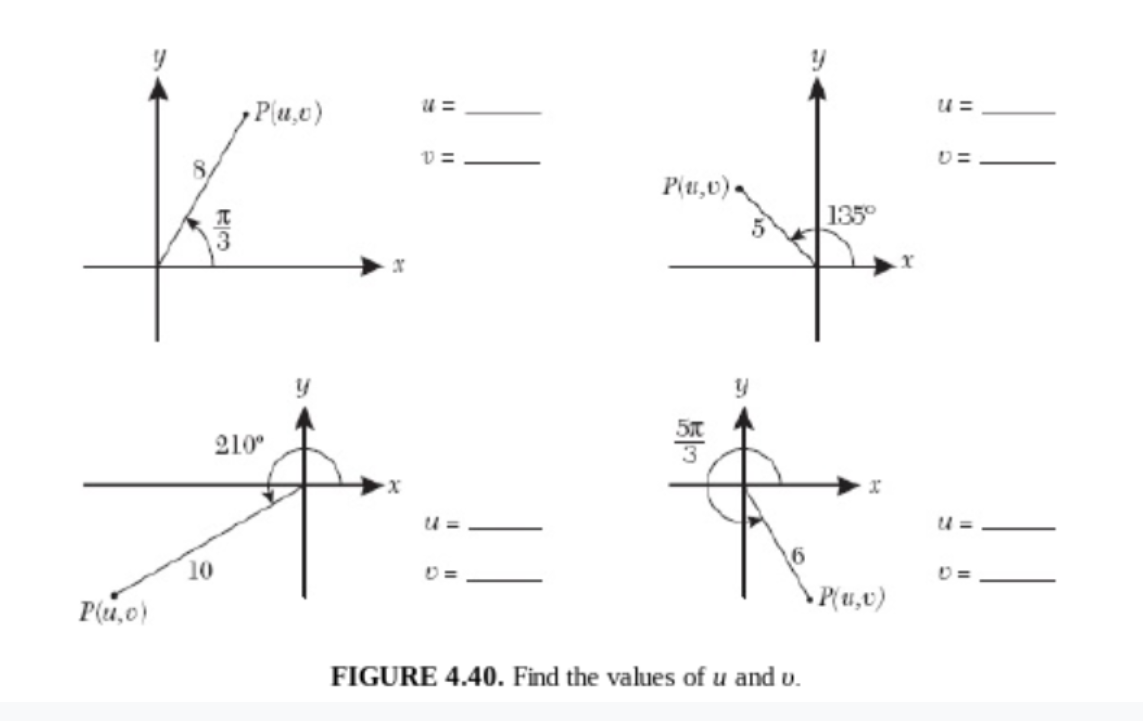 SOLVED: u= v= v= u= v= u= v= FIGURE 4.40. Find the values of u and v.