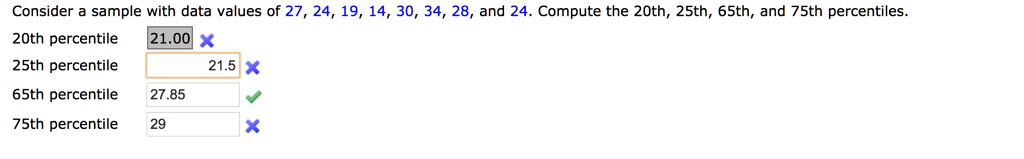 Consider a sample with data values of 27, 24, 19, 14, 30, 34, 28, and ...