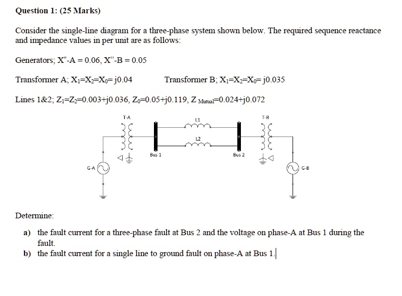 SOLVED: Question 1: (25 Marks) Consider the single-line diagram for a three-phase system shown ...
