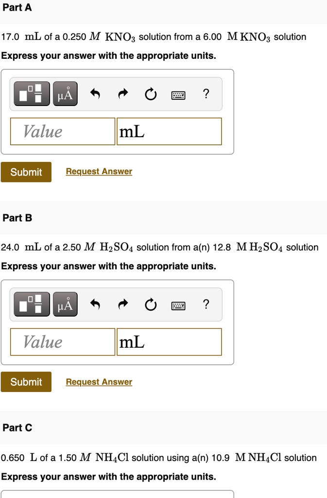 part a 170 ml of a 0250 m kno3 solution from a 600 m knoz solution ...