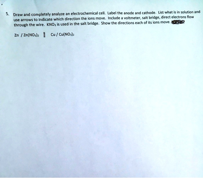 5. Draw and completely analyze an electrochemical cell. Label the anode ...
