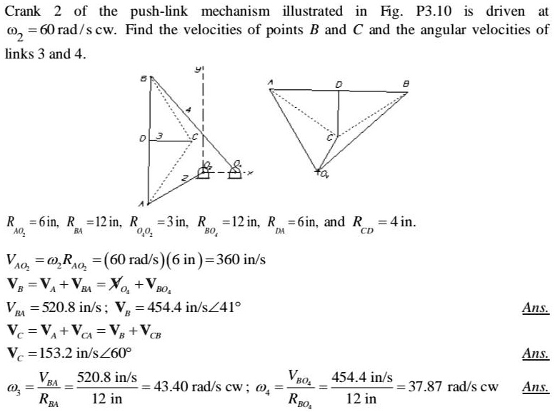 Texts Calculate Vba Vb And Angles Vc And Angles And Angular Velocity Of 0842