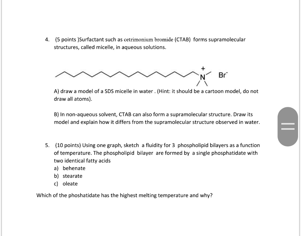 SOLVED: (5 points )Surfactant such as cetrimonium bromide (CTAB) forms ...