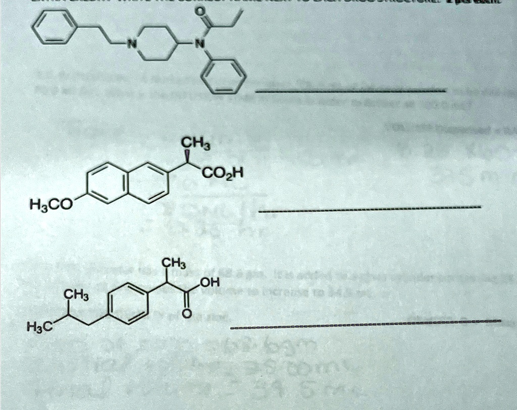 write the correct name next to each drug structure ch3 coh h3co ch3 oh ch3 h3c 86855