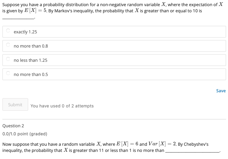 Suppose you have a probability distribution for a non-negative random variable X, where the ...