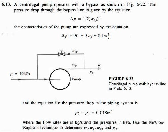 SOLVED: 6.13. A centrifugal pump operates with a bypass as shown in Fig ...